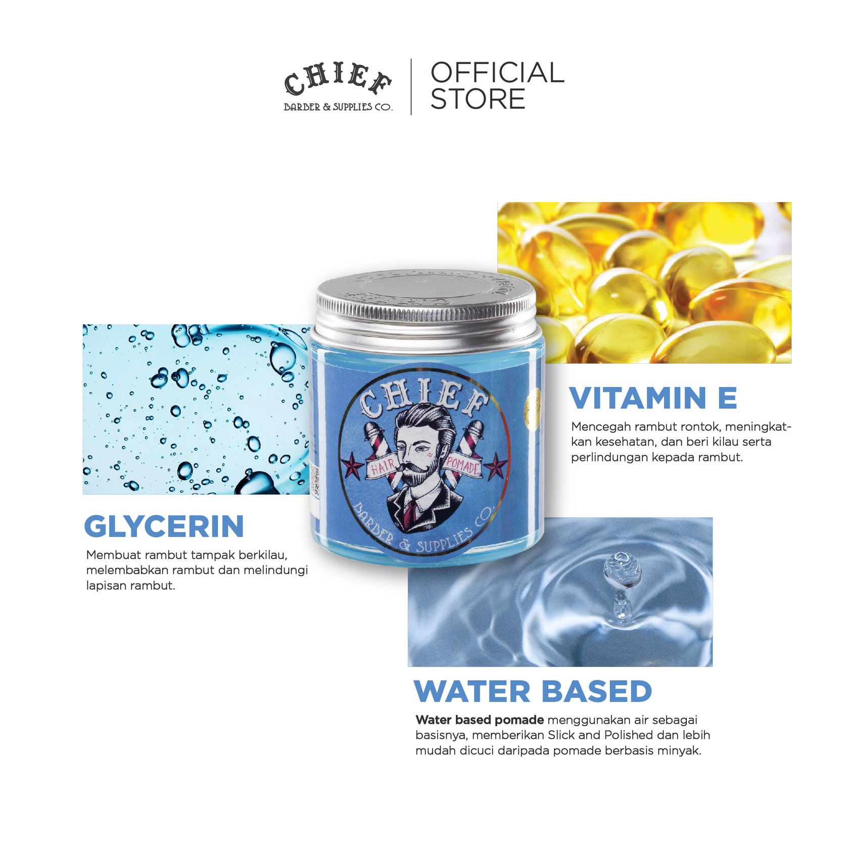 CHIEF Blue - Pomade Water Based – CHIEF SUPPLIES